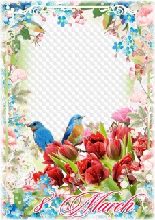 March 8! photo frame for two photo template PNG PSD