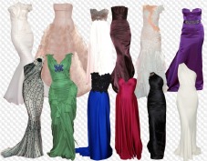 PSD, 9 PNG, Ballroom dresses, images on transparent background