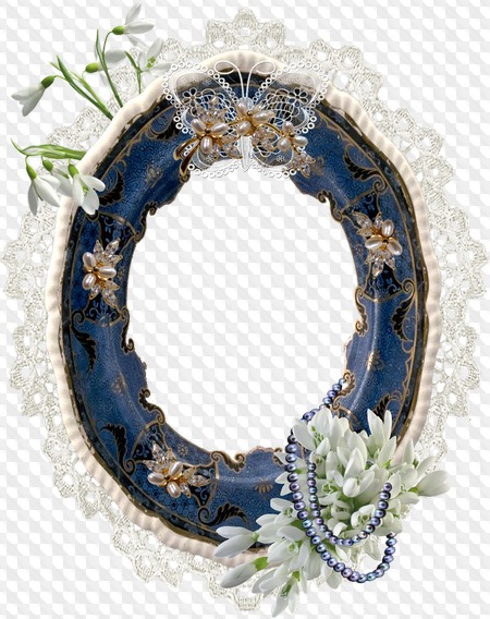 PSD, 12 PNG, Lace frames on transparent background