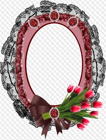 PSD, 12 PNG, Lace frames on transparent background