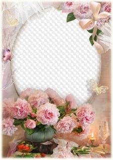 Beautiful Romantic photo frame template - PSD file with roses and ...