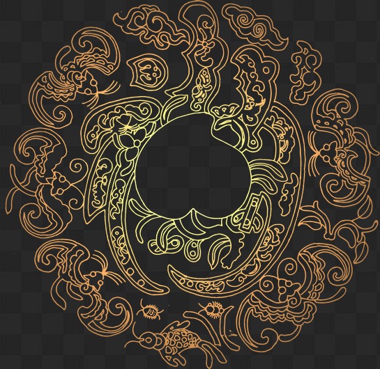 PSD, 11 PNG, Asian ornament with transparent background