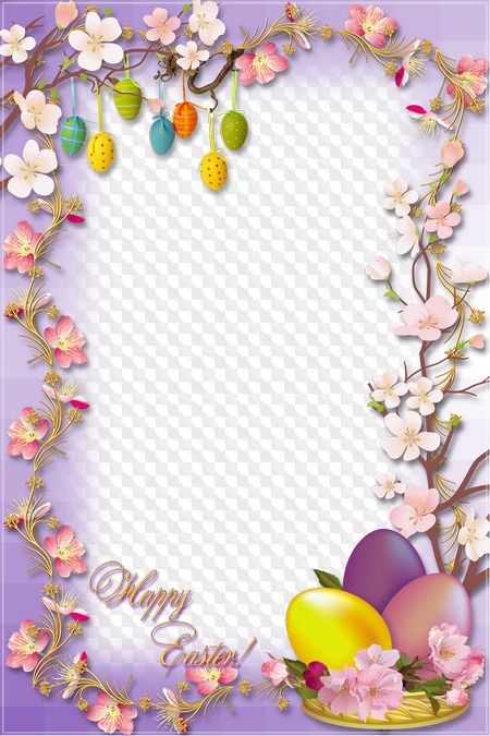Easter frames for Photoshop - Daffodils, willow twigs, apple blossom, eggs
