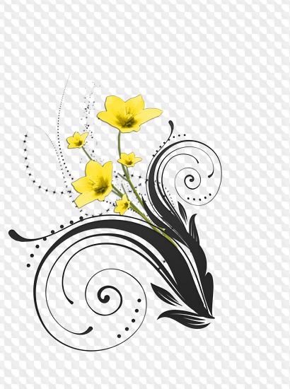 PSD, 18 PNG, Curls with flowers on a transparent background
