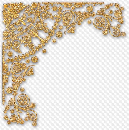 PSD, 8 PNG, Golden Corners for Design on transparent background