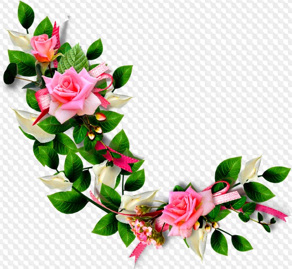 PSD, 6 PNG, Floral corners for greeting cards, collages, frames in ...
