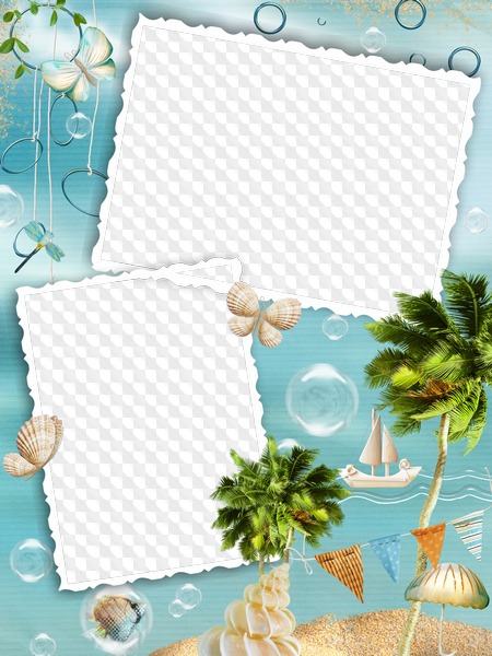 19 PNG, sea photo frames on transparent background