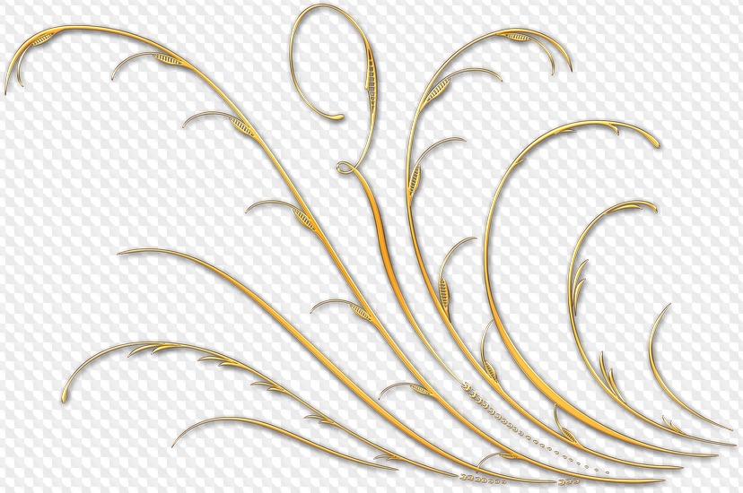 PSD, 18 PNG, Golden Curls on transparent background for Photoshop, design