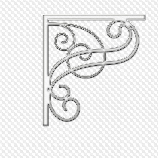 9 PNG, Silver corners on transparent background for design