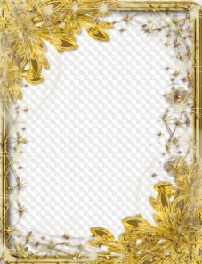 Stylish gold frame psd for a photo - Shining gold patterns