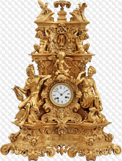 Desktop gold-plated Clock: transparent background, PNG format ...