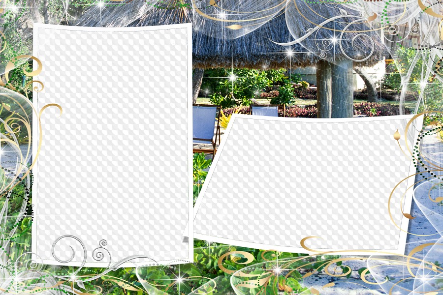 PSD, PNG, Summer holiday, double photo frame