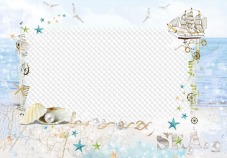 Sea holiday, photo frame PNG, PSD