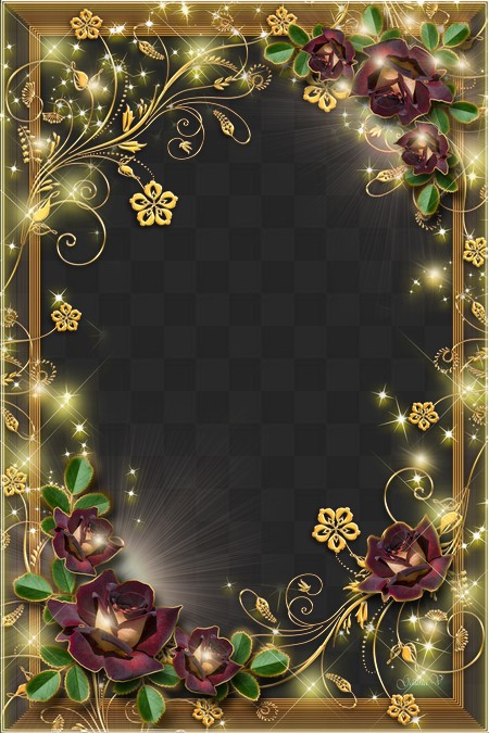 Glamour Frame for Photoshop - Gold and Roses