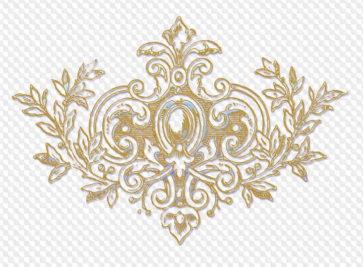 PSD, 10 éléments PNG, or pour Design sur fond transparent