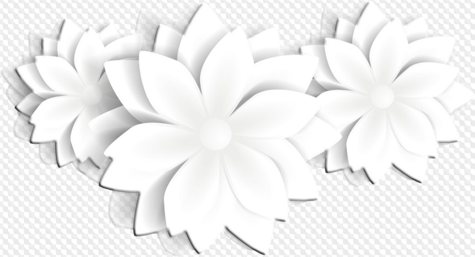 3 PSD, 9 PNG, White elements for design on transparent background