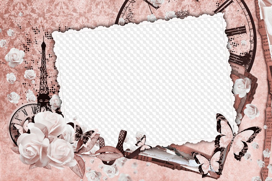 Paris Photo Frame PSD, 4 PNG frames
