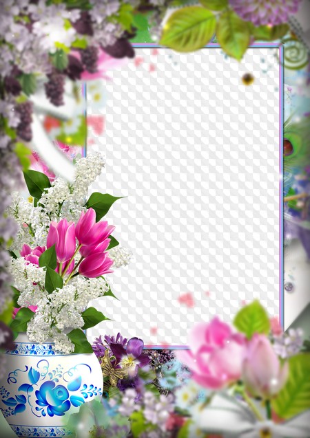 Vase of flowers, frame for photoshop