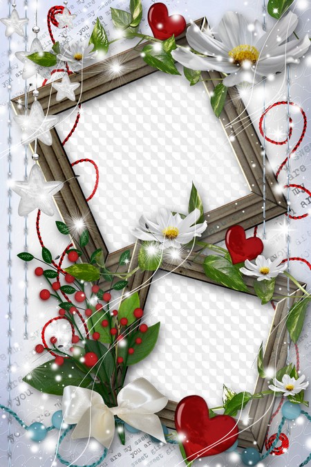 2 psd Frames for Photoshop - White flowers ( free 2 photo frame psd ...