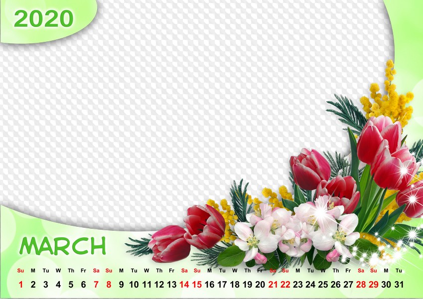 13 PSD, 13 PNG, 2020, Wall desk calendar with photo frame