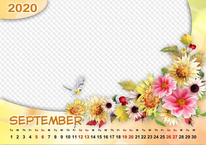 13 PSD, 13 PNG, 2020, Wall desk calendar with photo frame