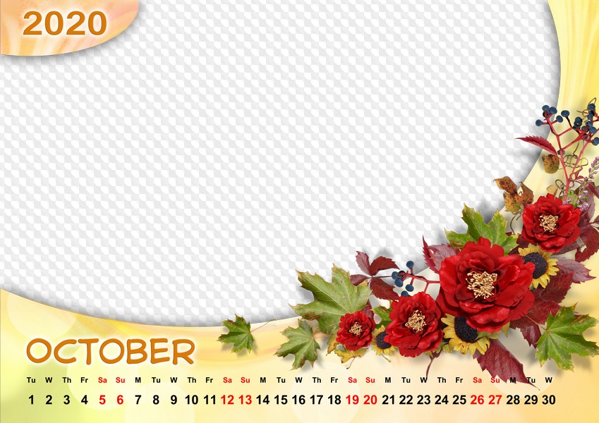 13 PSD, 13 PNG, 2020, Wall desk calendar with photo frame