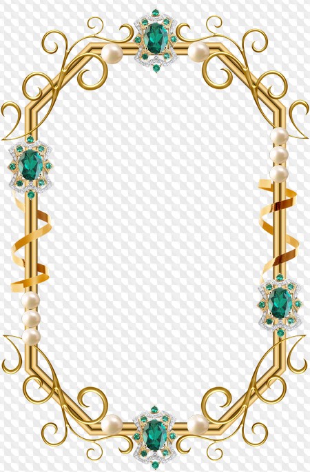 PSD, 8 PNG, Gold frames with emerald stones and transparent background