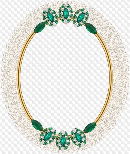 PSD, 8 PNG, Gold frames with emerald stones and transparent background