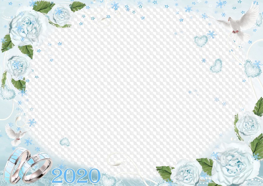 Winter wedding 2020, photo frame template for Photoshop. Transparent ...