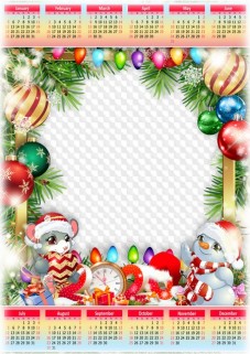 PSD, PNG, 2020 Calendar frame, two photos, gift for my son. Calendar ...