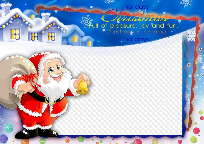 Christmas photo frame Santa Claus in the way
