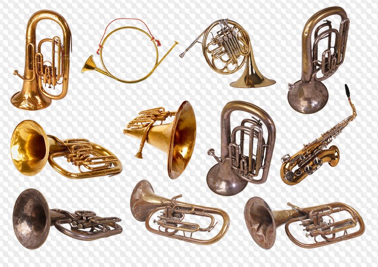 Musical instruments and notes, 60 PNG images, download