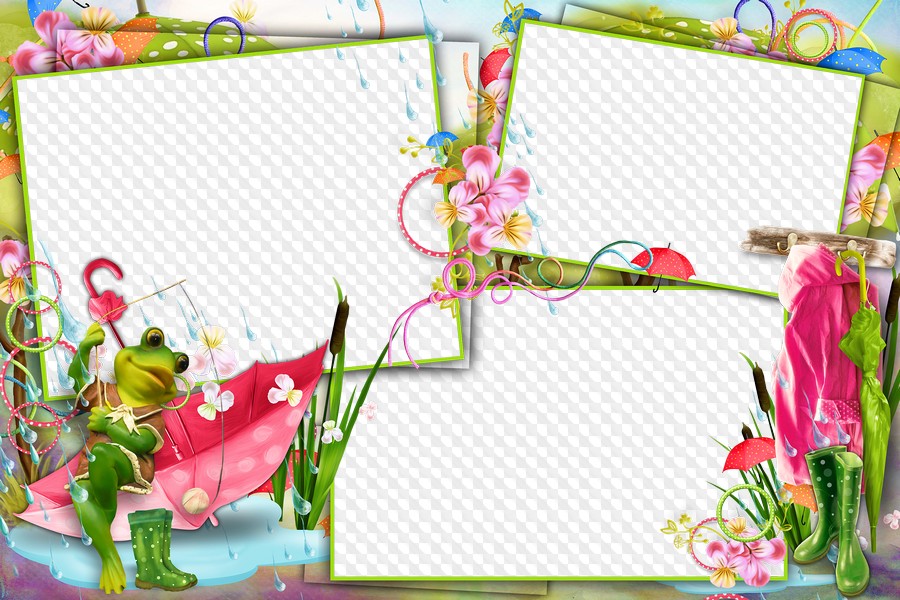 Childs photo frame for Photoshop - Funny Frog (PSD + 6 PNG)