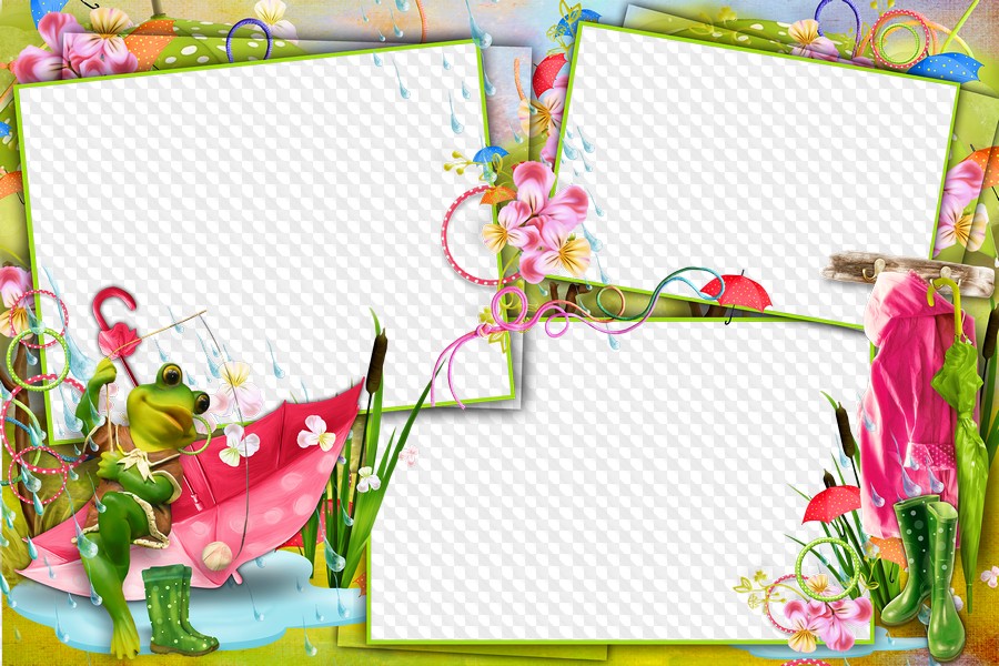 Childs photo frame for Photoshop - Funny Frog (PSD + 6 PNG)
