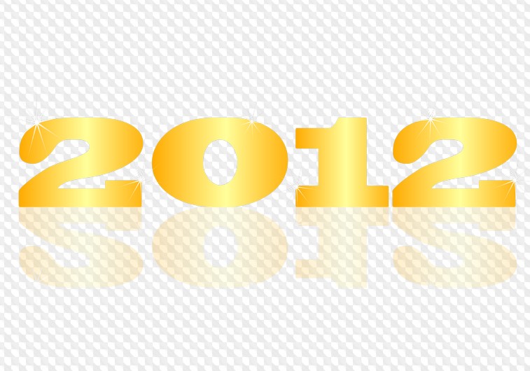 27 PNG, New Year numbers of 2012 on transparent background
