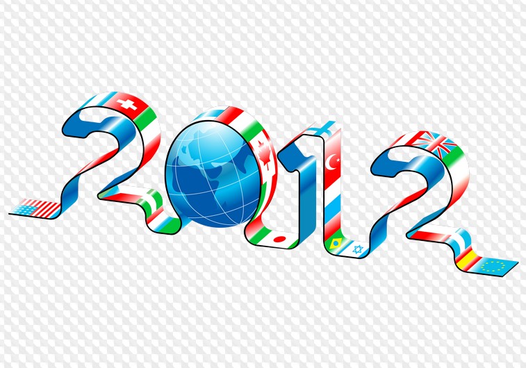 27 PNG, New Year numbers of 2012 on transparent background
