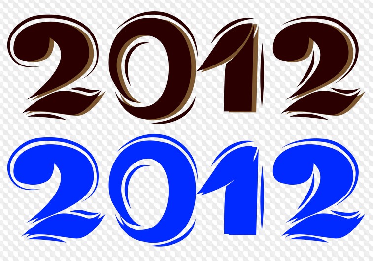 27 PNG, New Year numbers of 2012 on transparent background