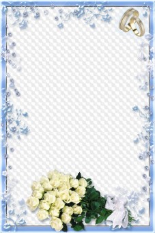 Wedding Frame - Roses, hearts, ribbon