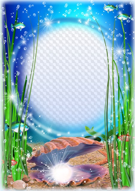 PSD, PNG, Summer photo frame, South Sea Pearl