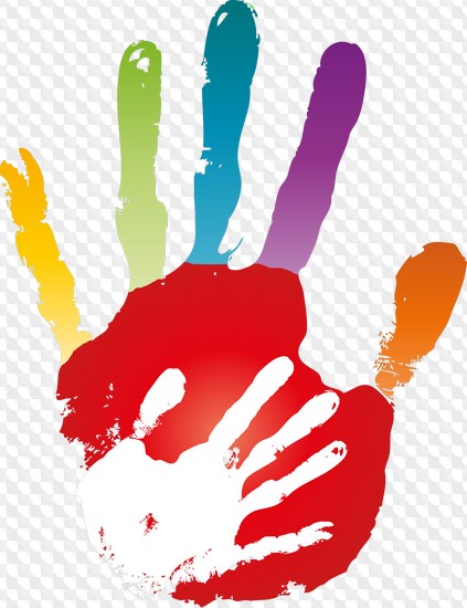 PSD, 8 PNG, Handprints in paint on a transparent background