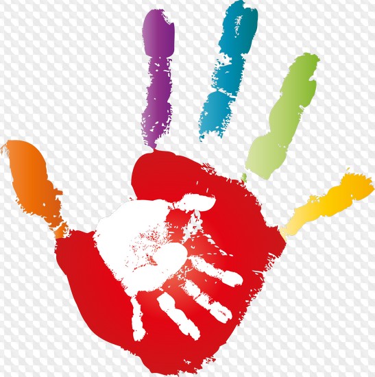 PSD, 8 PNG, Handprints in paint on a transparent background