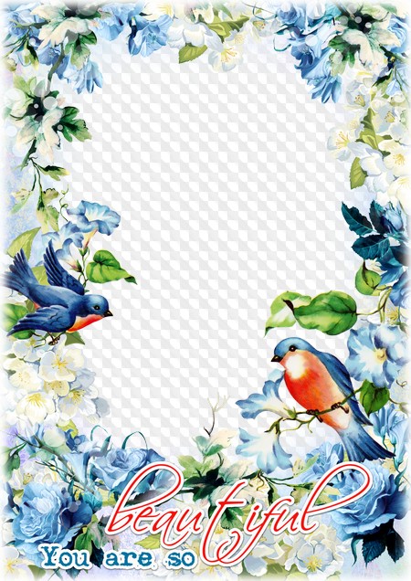 Spring photo frame - flowers and birds