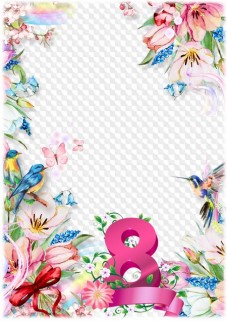 PSD, PNG, March 8, photo frame, beautiful flowers