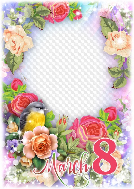 PSD, PNG, March 8, photo frame, beautiful flowers