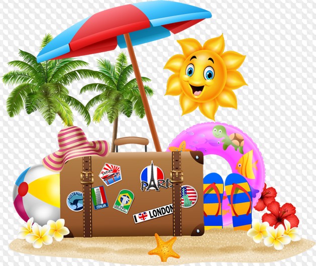 PSD, 27 PNG, Summer compositions with the sun, sand and palm trees ...