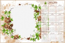 2020 Calendar template PSD, PNG, for Photoshop