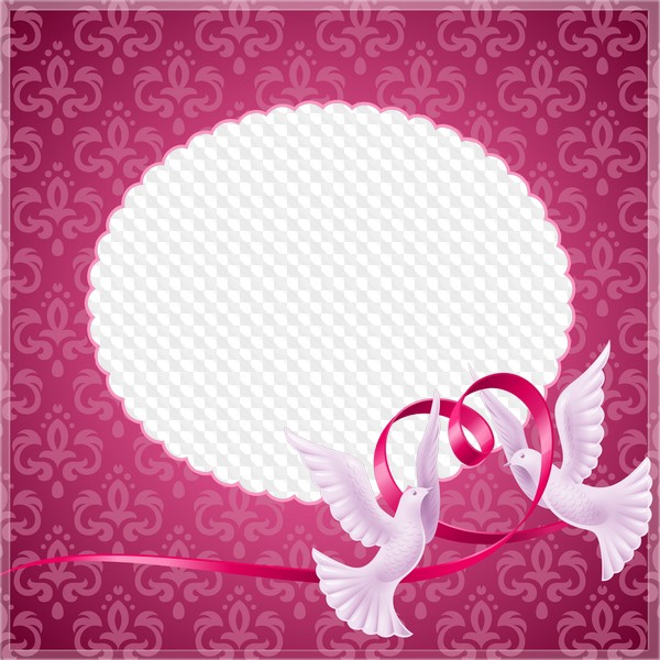 White doves, Wedding photo frame, PSD, PNG