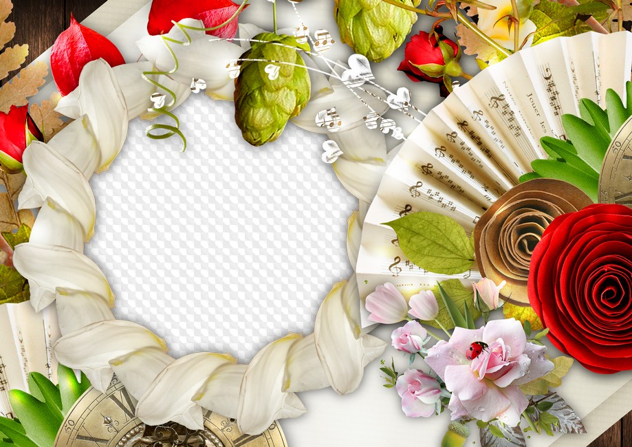 Set photo frames PNG with flowers - 6 PNG Frames