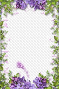 Roses and Lilac, Photo Frame Template, PNG, PSD