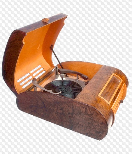 Phonographs, gramophones and record players on a transparent background ...